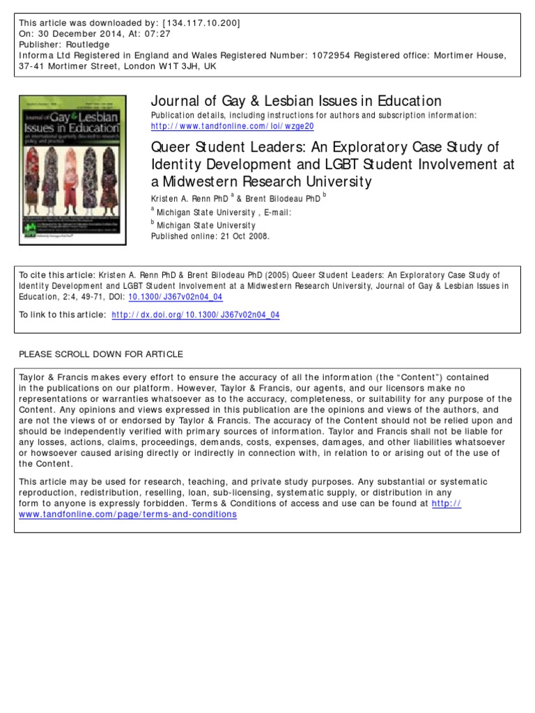 Queer Student Leaders - An Exploratory Case Study of Identity Development and LGBT Student ...