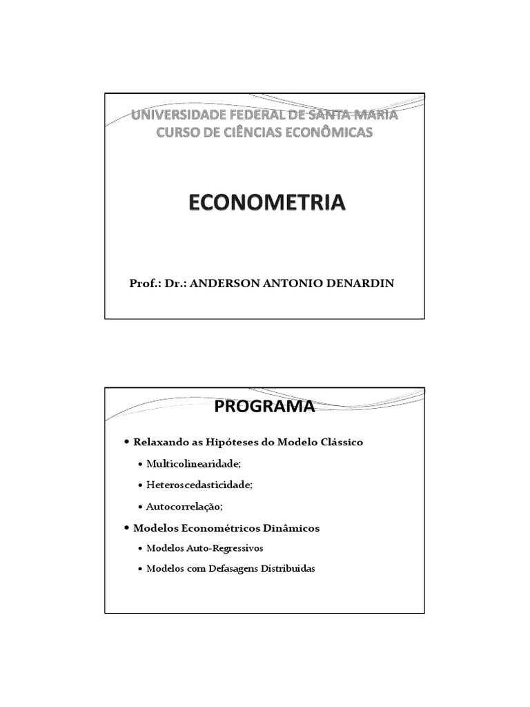 Apostila de Econometria 1 | Download grátis PDF | Regressão linear | Método dos mínimos quadrados