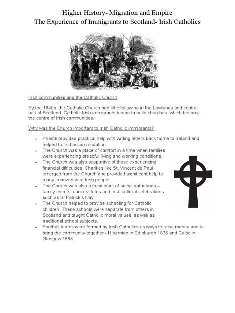 Issue 2 Irish Catholics Resource Sheet | PDF | Immigration | Scotland