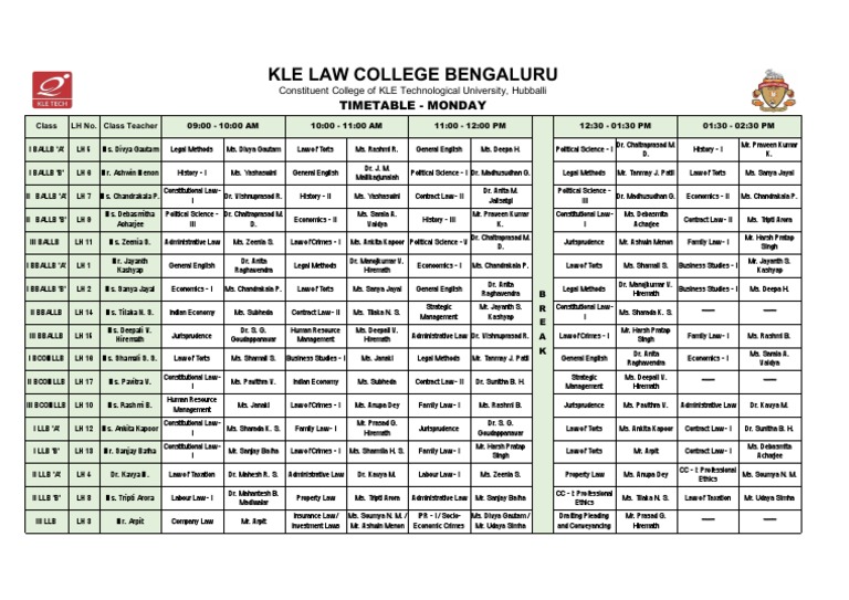 TimeTable For Odd 2023-24 (Monday) | PDF | Political Science | Ethical ...