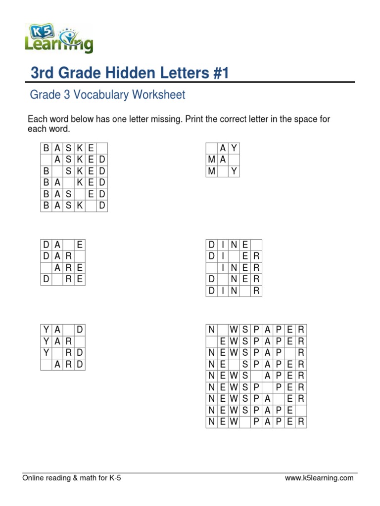 3rd Grade Vocabulary Worksheet | PDF | Applied Linguistics | Learning ...