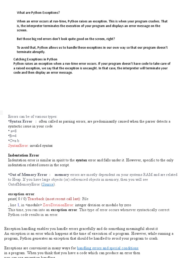 Exception Handling | Download Free PDF | Graphical User Interfaces | Python (Programming Language)