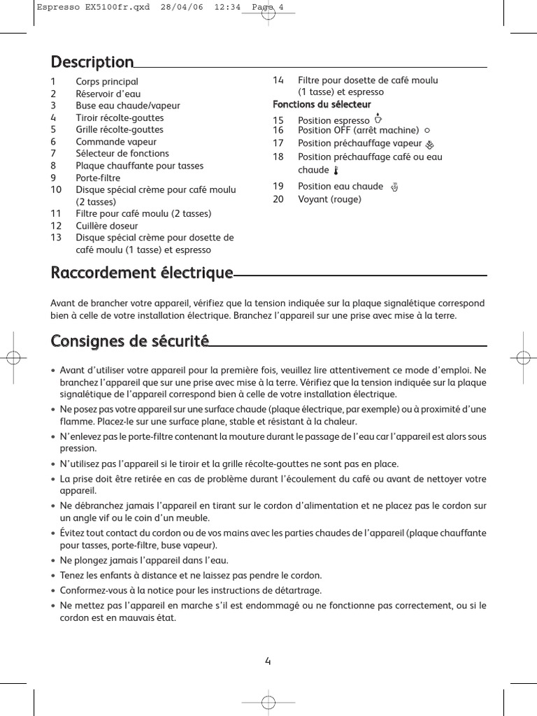 Mode d'emploi Cafetière SEB Espresso | PDF | Café | Lave-vaisselles