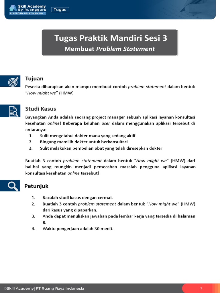 Tugas Praktik Mandiri Sesi 3: Membuat Problem Statement | PDF