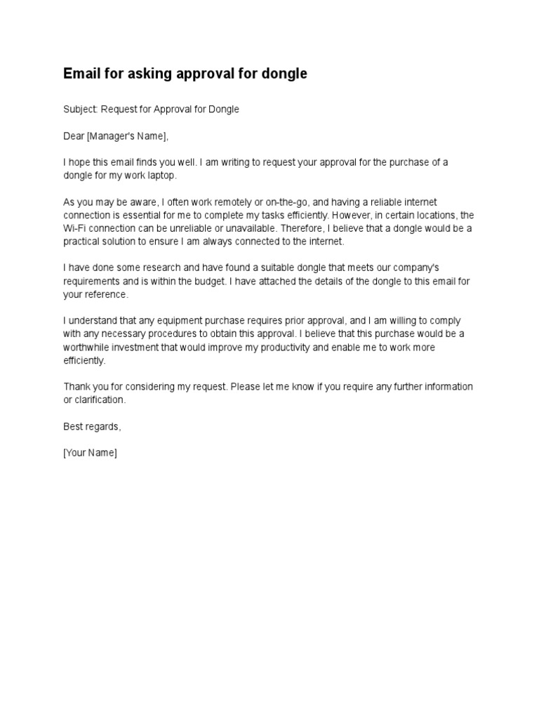 Dongle Purchase Approval Request | PDF