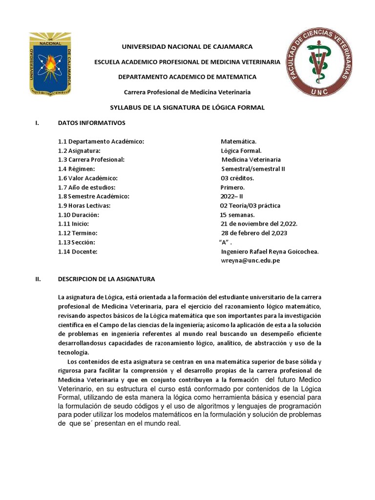 SÍLABO | PDF | Proposición | Lógica matemática