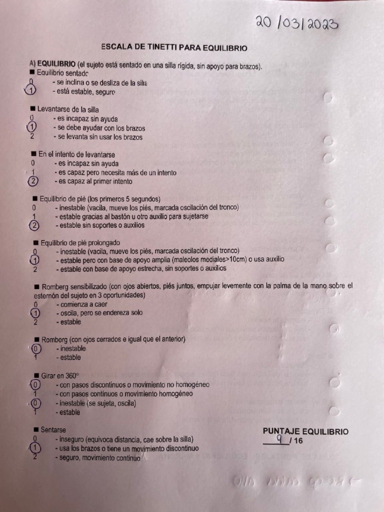 Escala Tinetti | PDF