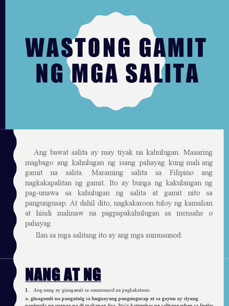 Wastong Gamit NG Mga Salita | PDF