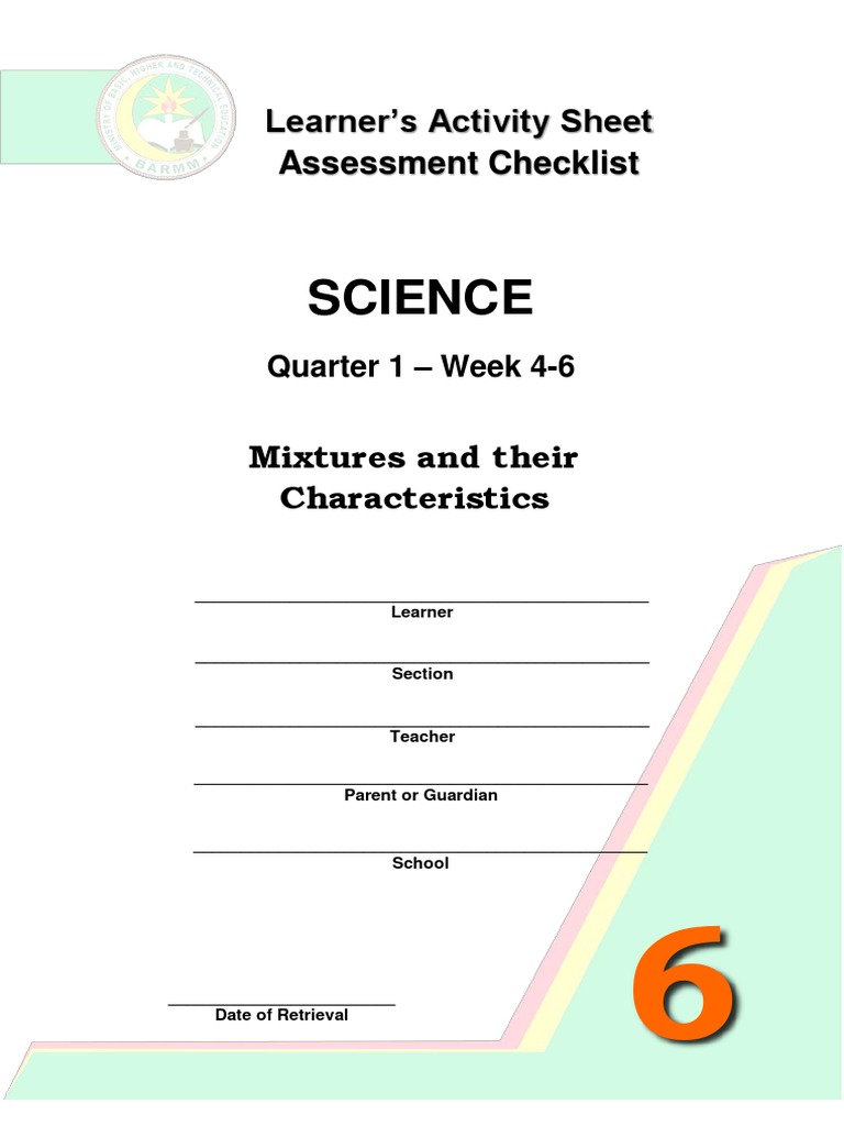 Science 6 Q1W4-6 | PDF | Filtration | Mixture