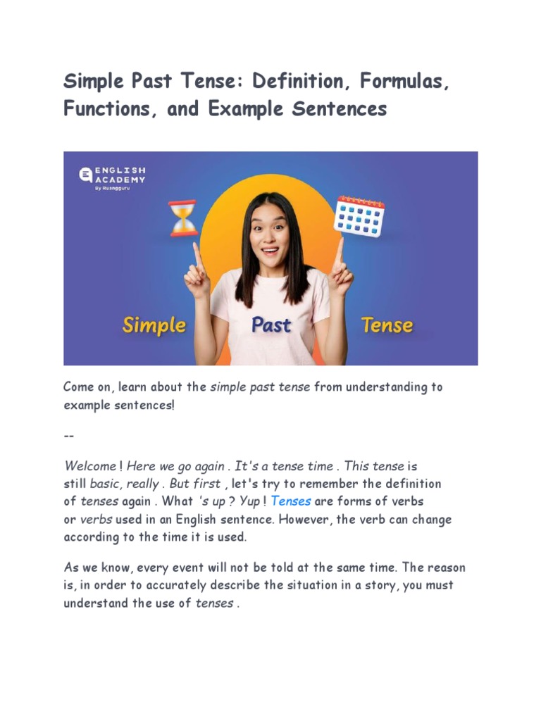 Simple Past Tense ..... | PDF | Grammatical Tense | Subject (Grammar)