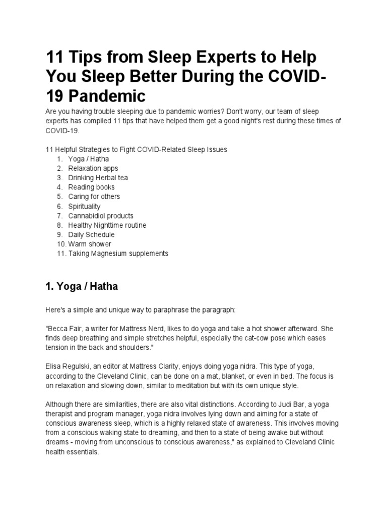 11 Tips From Sleep Experts To Help You Sleep Better During COVID-19 ... 11 Tips From Sleep Experts To Help You Sleep Better During COVID-19 ...