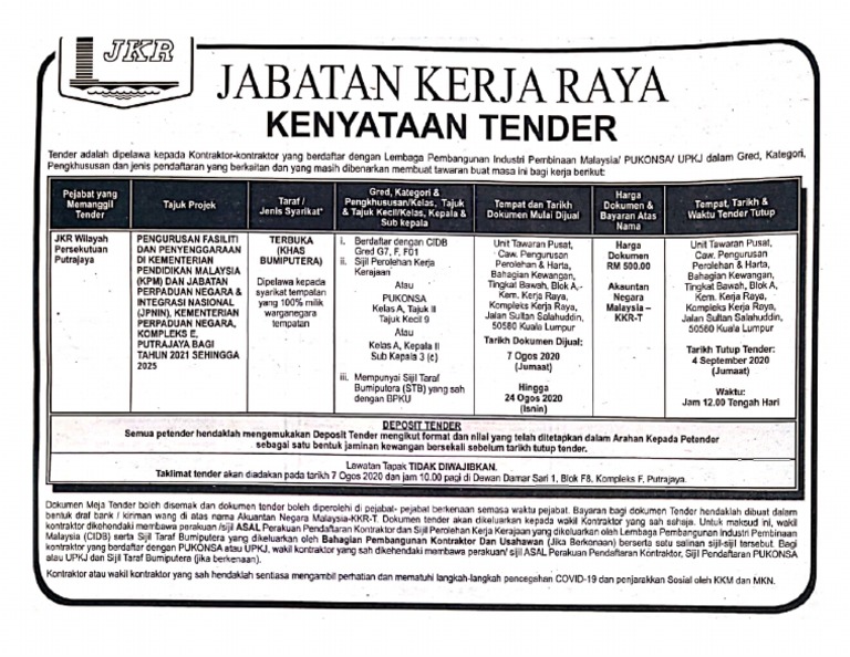 Iklan Tender KPM | PDF