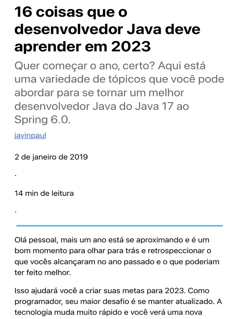 16 Coisas Que o Desenvolvedor Java Deve Aprender em 2023 - Por Javinpaul - The Startup - Medium ...