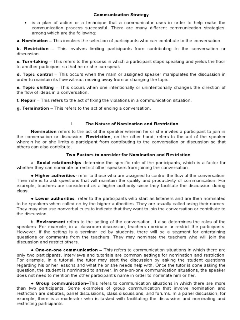 Lecture - Communication Strategy | PDF | Nonverbal Communication | Communication