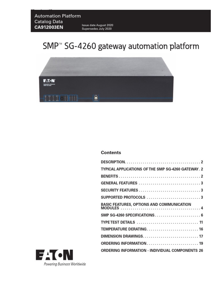 SMP SG-4260 Gateway Automation Platform de Eaton | PDF | Scada | Hertz
