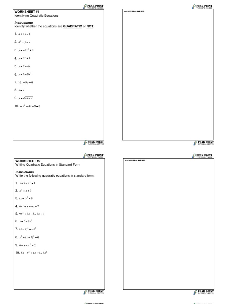Grade 9 Math Worksheets | PDF | Quadratic Equation | Elementary Mathematics