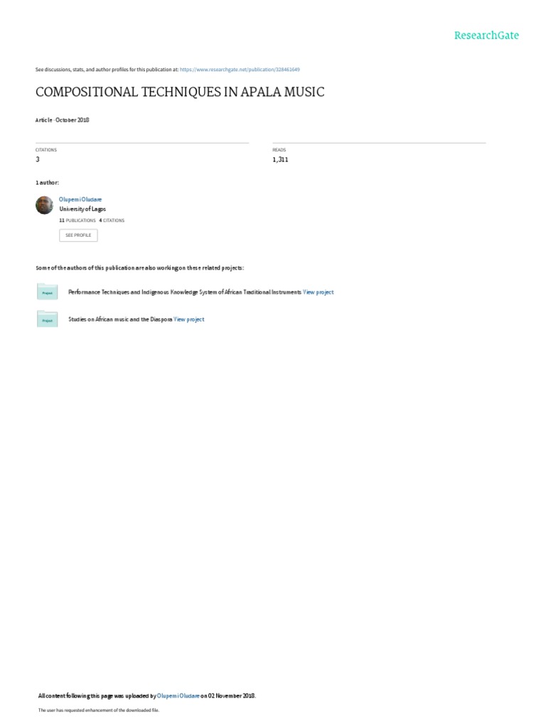 Compositional Techniques in Apala Music: October 2018 | PDF | Rhythm ...