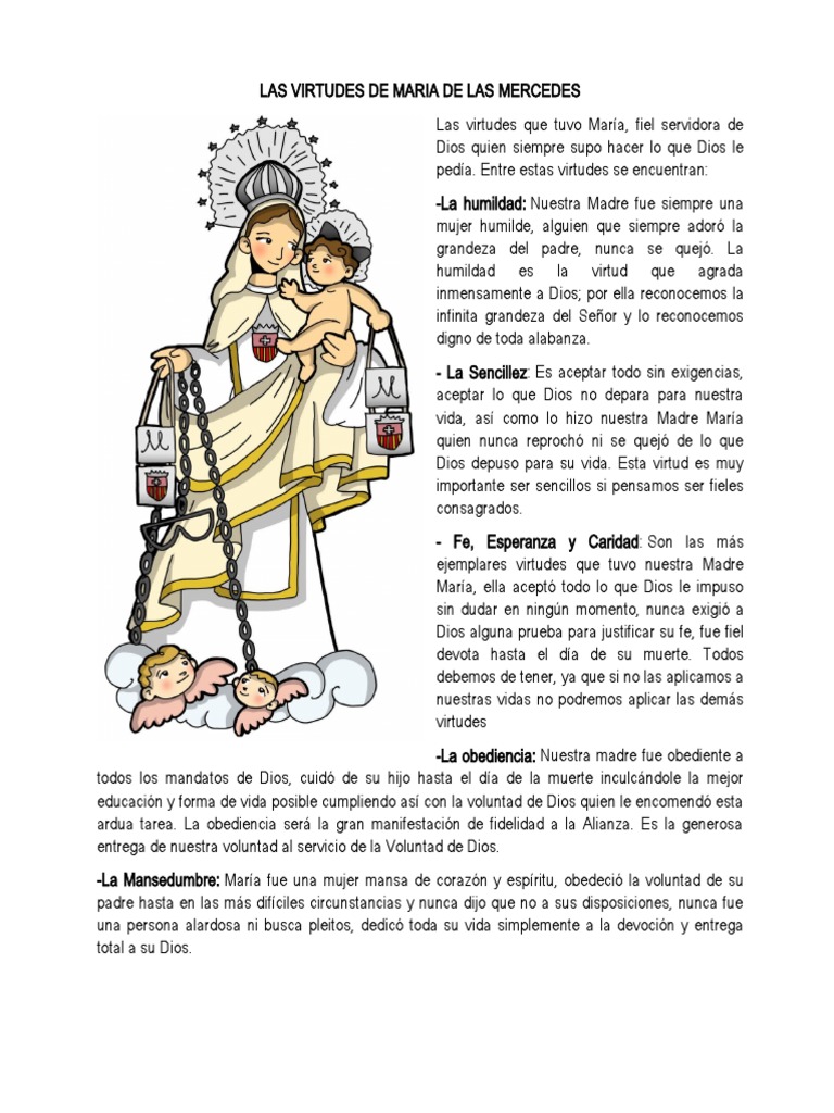 Las Virtudes de Maria de Las Mercedes | PDF | María, madre de Jesús | Oración