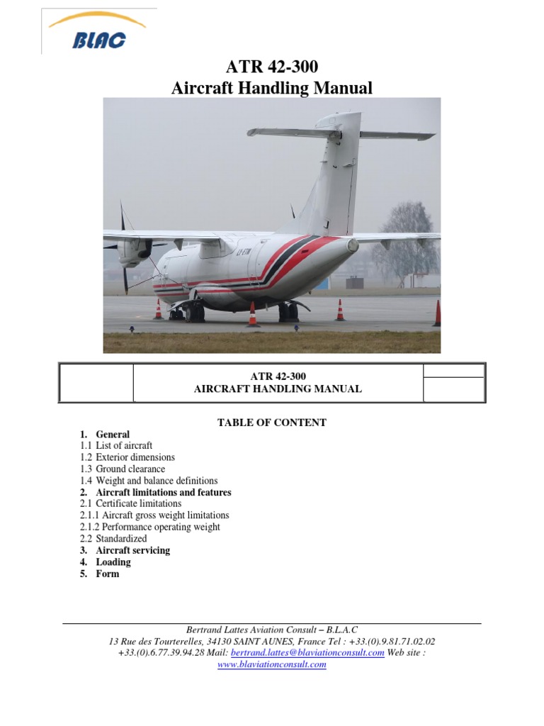 ATR 42-300 Aircraft Handling Manual | PDF | Door | Cargo