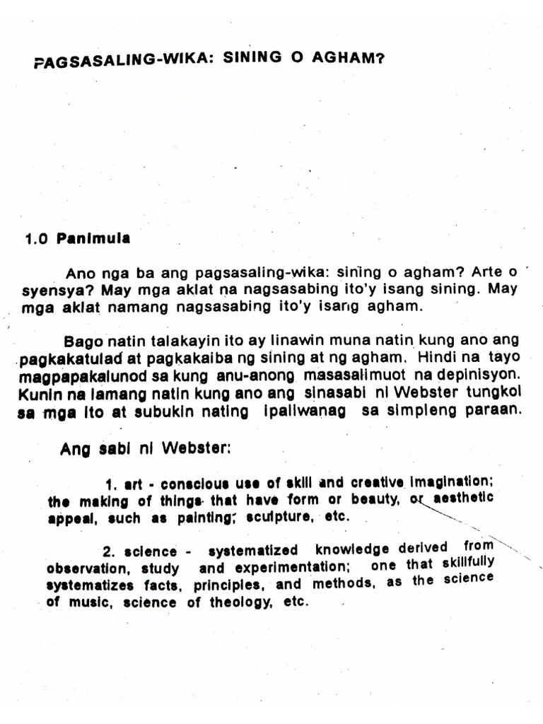 Pagsasaling Wika - Sining o Agham | PDF