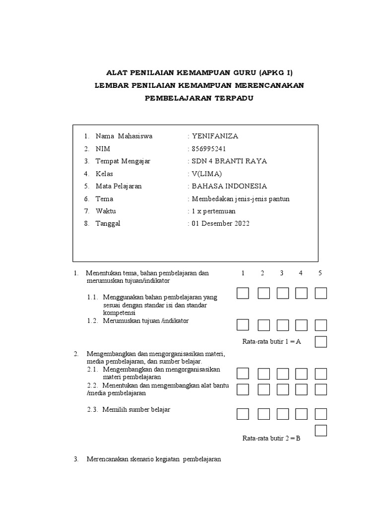 APKG - 1 - Dan - 2 - Pembel-Terpadu YENI | PDF | Karier & Perkembangan