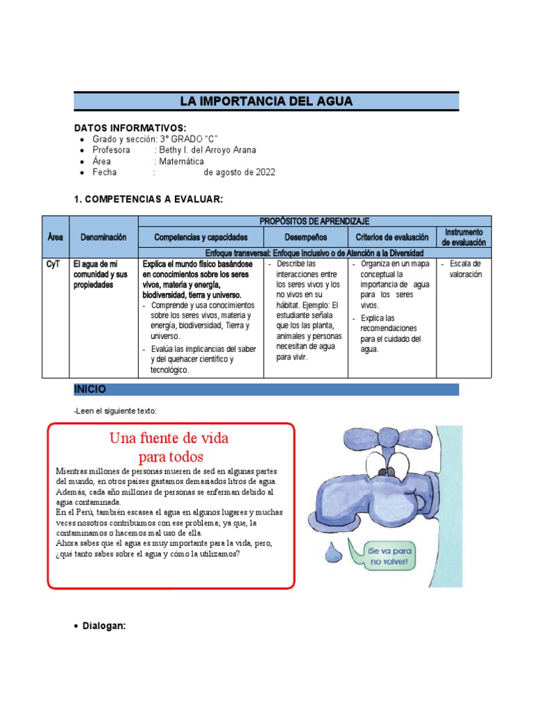 Sesión Cyt - La Importancia Del Agua | PDF | Agua | Propiedades del agua