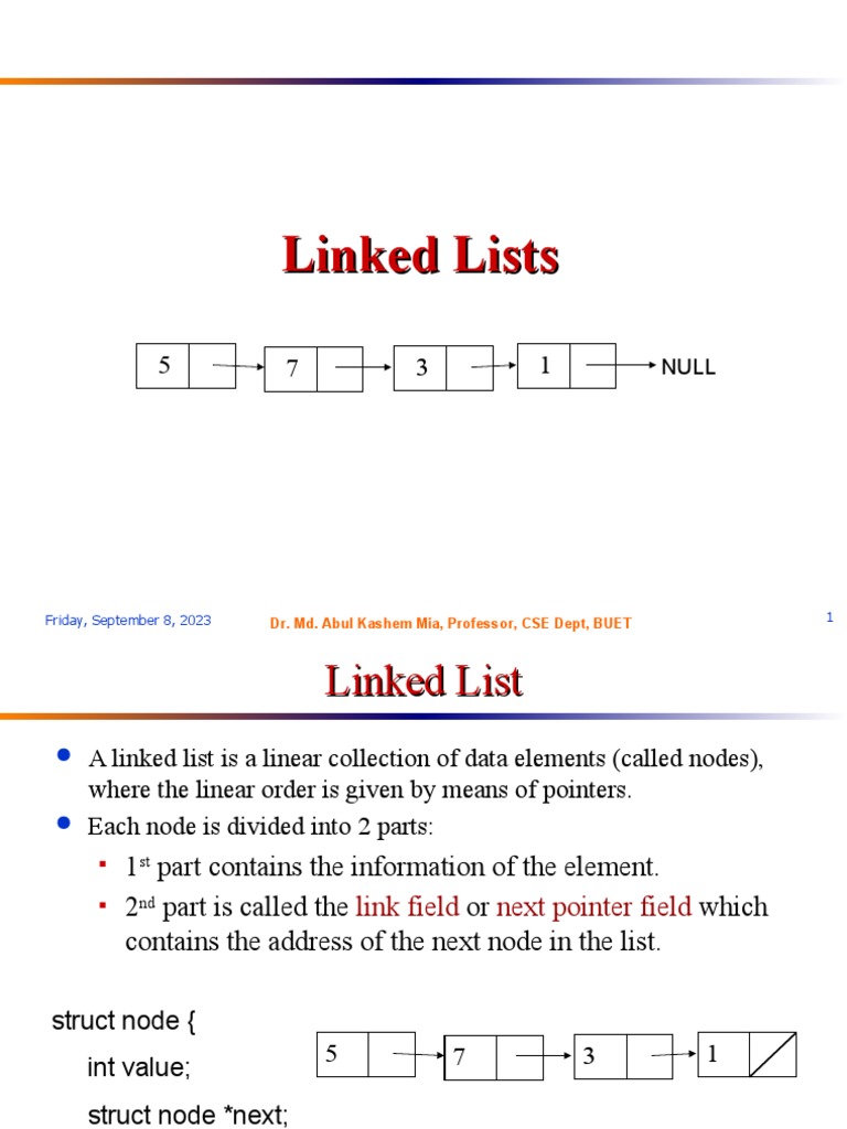 04 Linked List | PDF | Pointer (Computer Programming) | Data Management