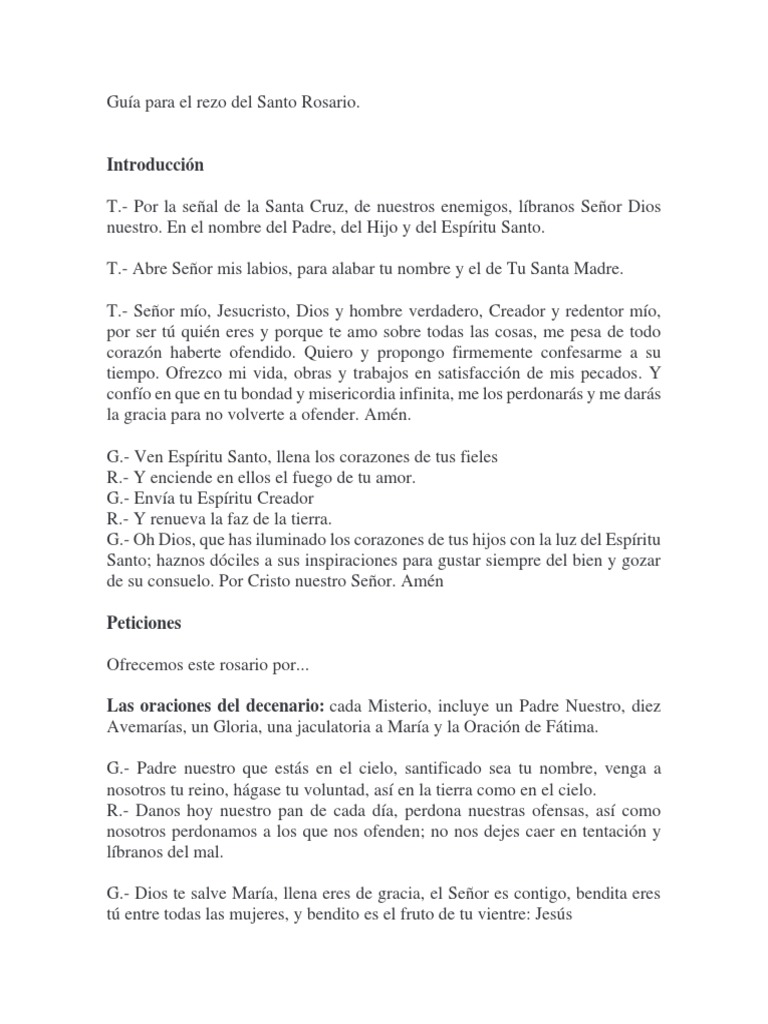 Guía para El Rezo Del Santo Rosario | Descargar gratis PDF | María ...
