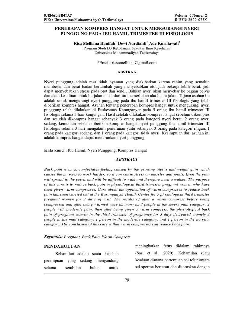 Kompres Hangat Kurangi Nyeri Punggung Ibu Hamil | PDF