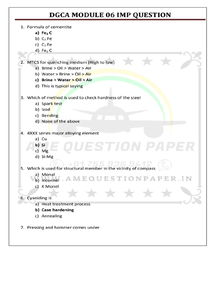 Dgca Module 06 (01 of 2018) Questions Set | PDF
