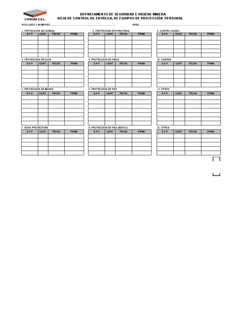 Formato de Entrega de Epps. | PDF