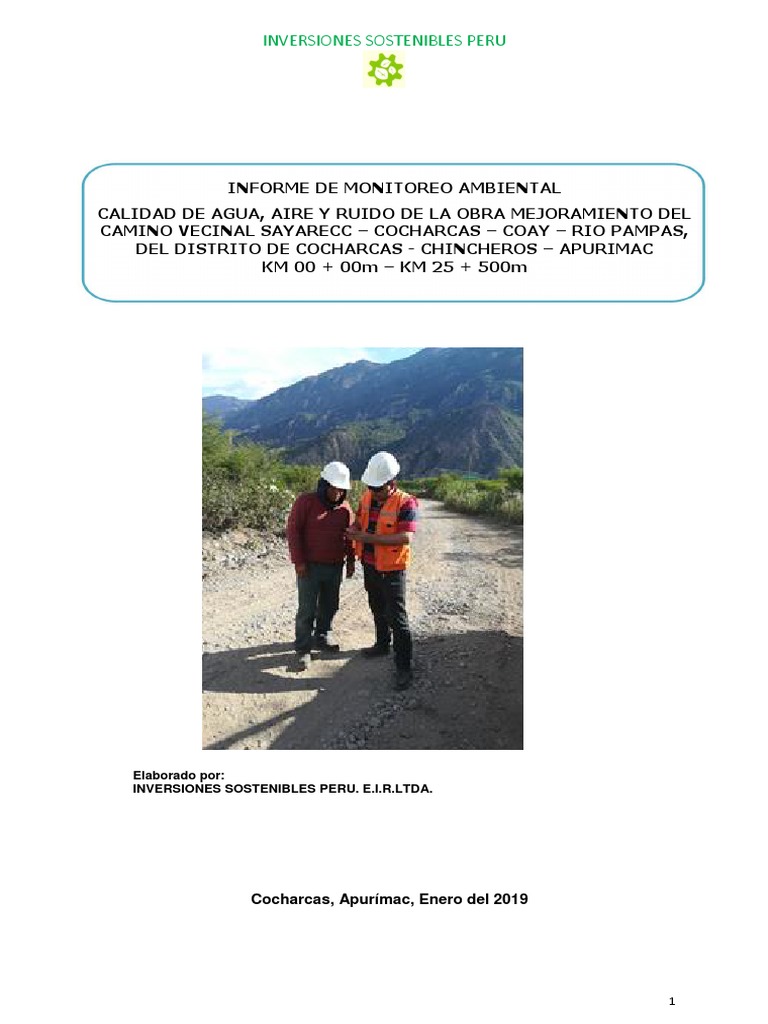 Informe de Monitoreo Ambiental Cocharcas (17958) | PDF | Contaminación | Agua