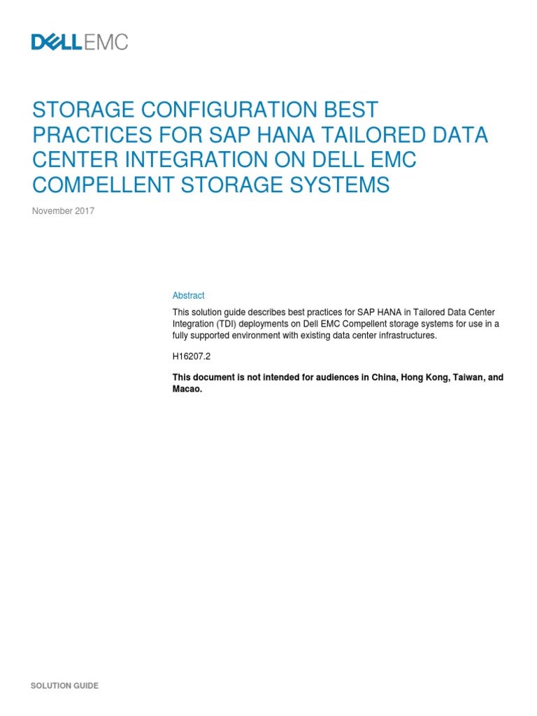 Storage Configuration Best Practices For Sap Hana Tailored Data Center Integration On Dell Emc 