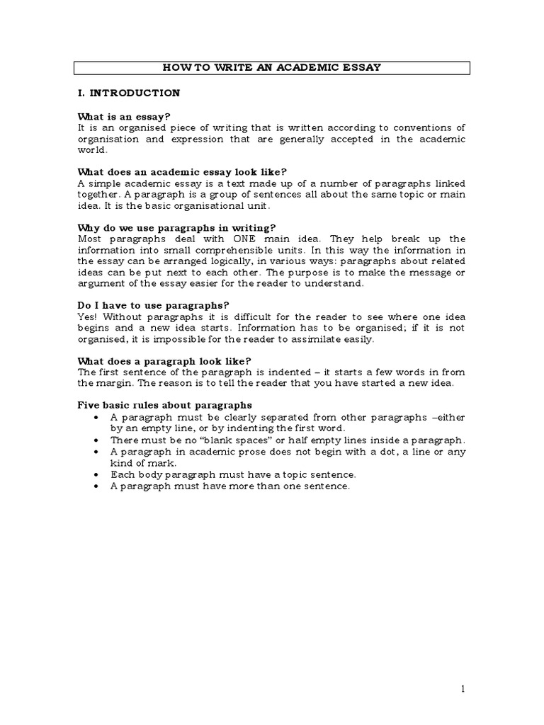 Ss-Class-How To Write An Academic Essay | PDF | Paragraph | Essays