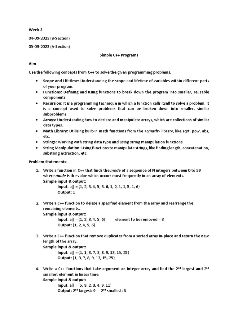 Week 2 - Simple C++ Programs | PDF | Computer Engineering | Mathematics