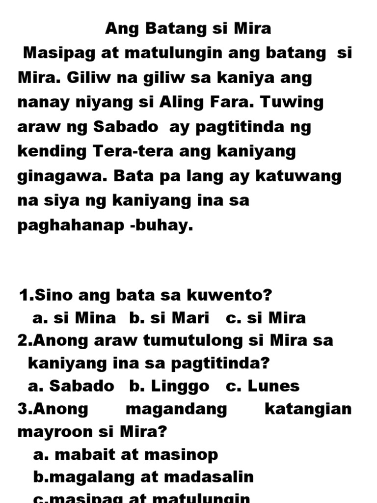 Ang Batang Si Mira | PDF