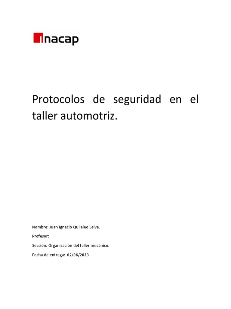 Protocolos de Seguridad en El Taller Automotriz Terminado | PDF ...