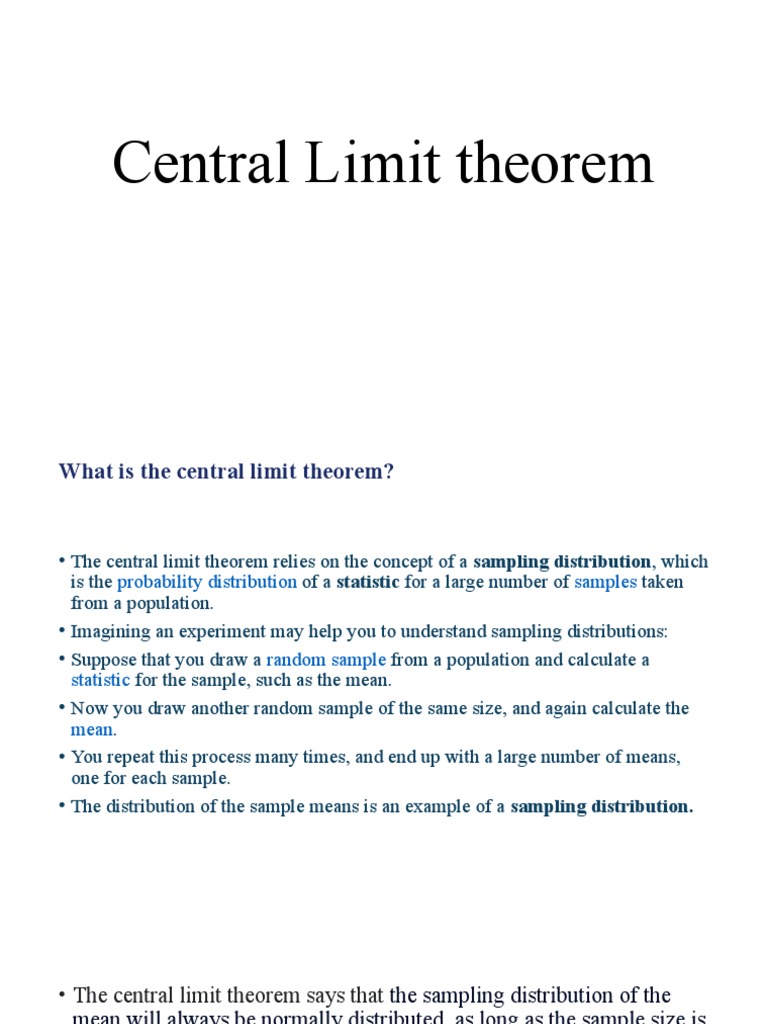 Central Limit Theorem Inferential Statistics | PDF | Probability ... Central Limit Theorem Inferential Statistics | PDF | Probability ...