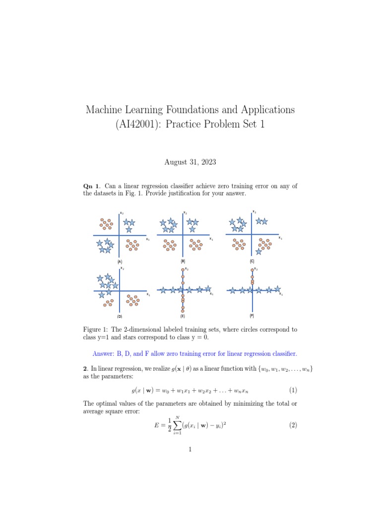 Solutions Problem Set 1 | PDF | Logistic Regression | Applied Mathematics