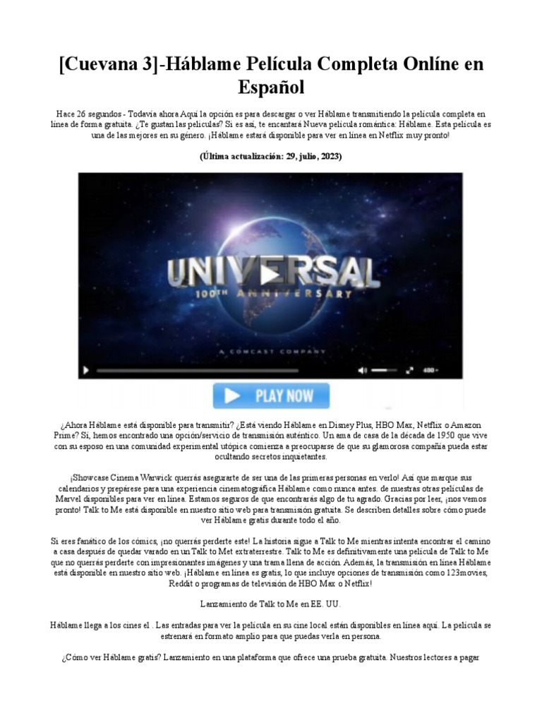 (Cuevana 3) - Háblame Película Completa Onlíne en Español: (Última ...