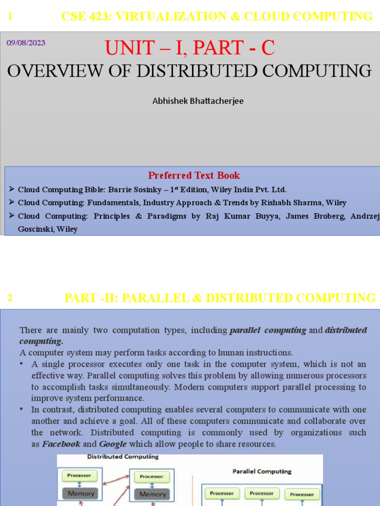 Unit1 Parallel And Distributed Pdf Parallel Computing Distributed Computing