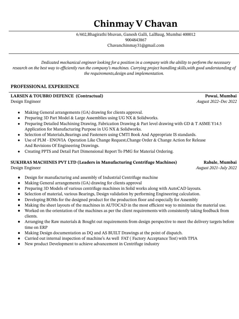 RESUME UPD - 1670820102755 - Chinmay Vithal Chavan | PDF | Computer ...