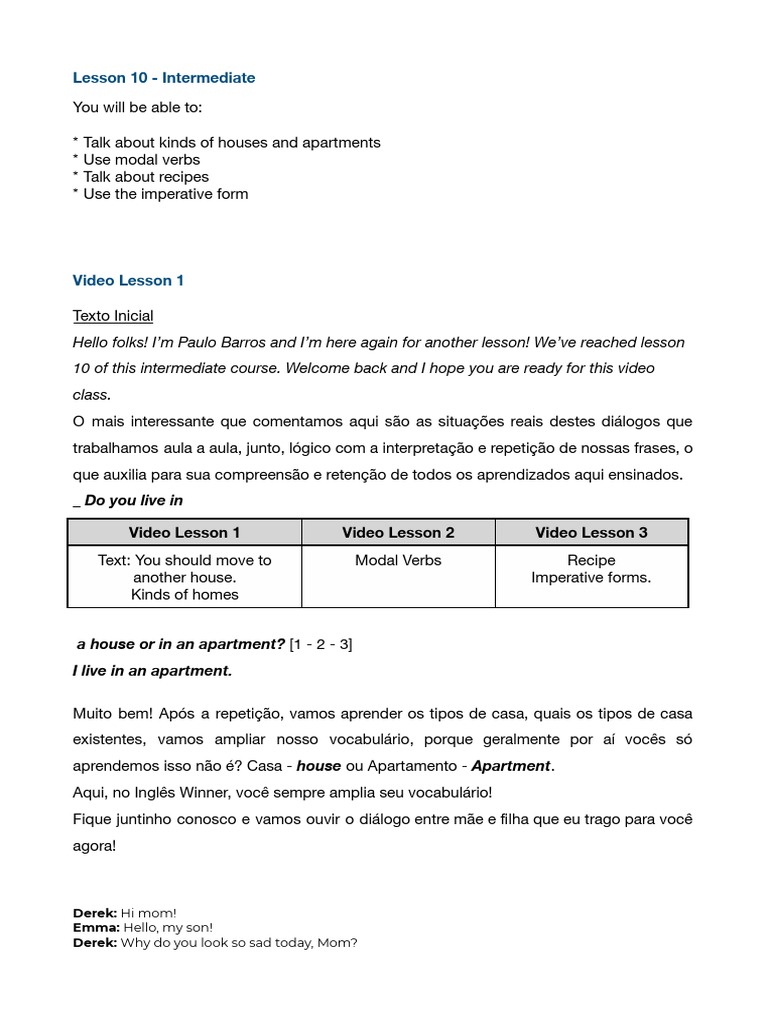 Intermediate - Lesson 10 (Revised) | PDF