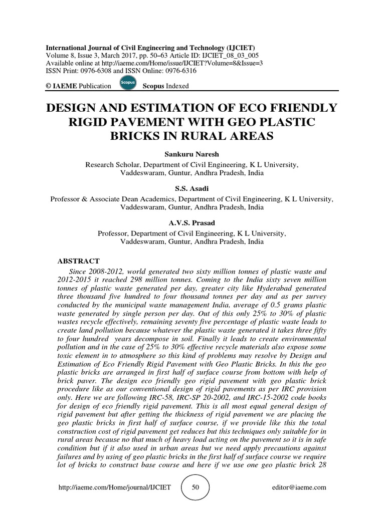 Rigid Pavement With Geo Plastic Bricks | PDF | Waste | Recycling