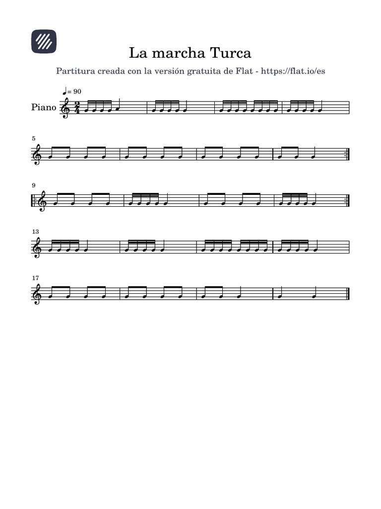 Partitura de la Marcha Turca para Piano | PDF