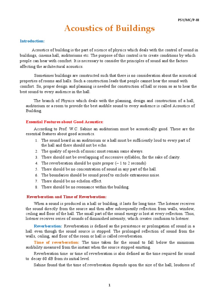 Building Acoustics: Design Principles | PDF | Sound | Acoustics