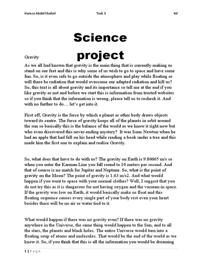 Project 2 Pdf Gravity Earth
