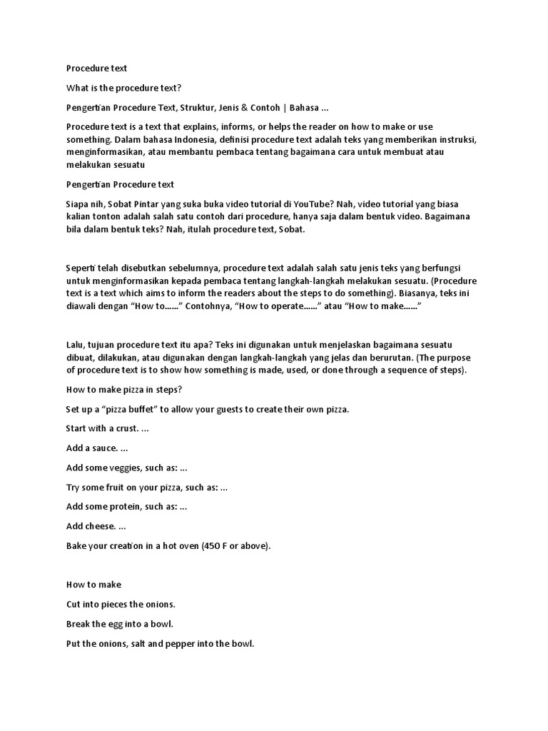 Procedure Text of Food | PDF
