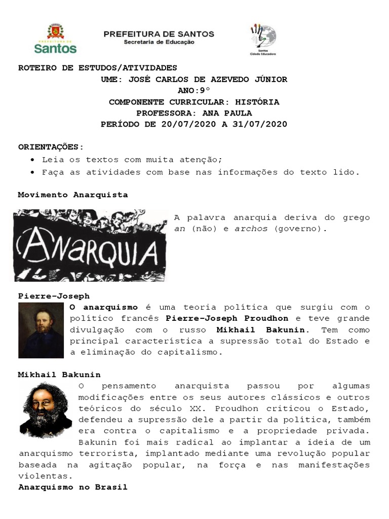 Historia 9 Ano 0 | PDF | Anarquismo | Estado