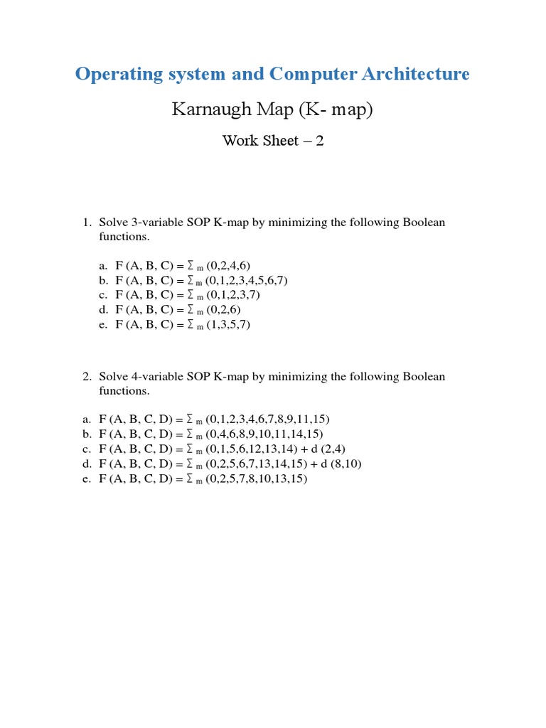 Kmap Work Sheet - 2 | PDF